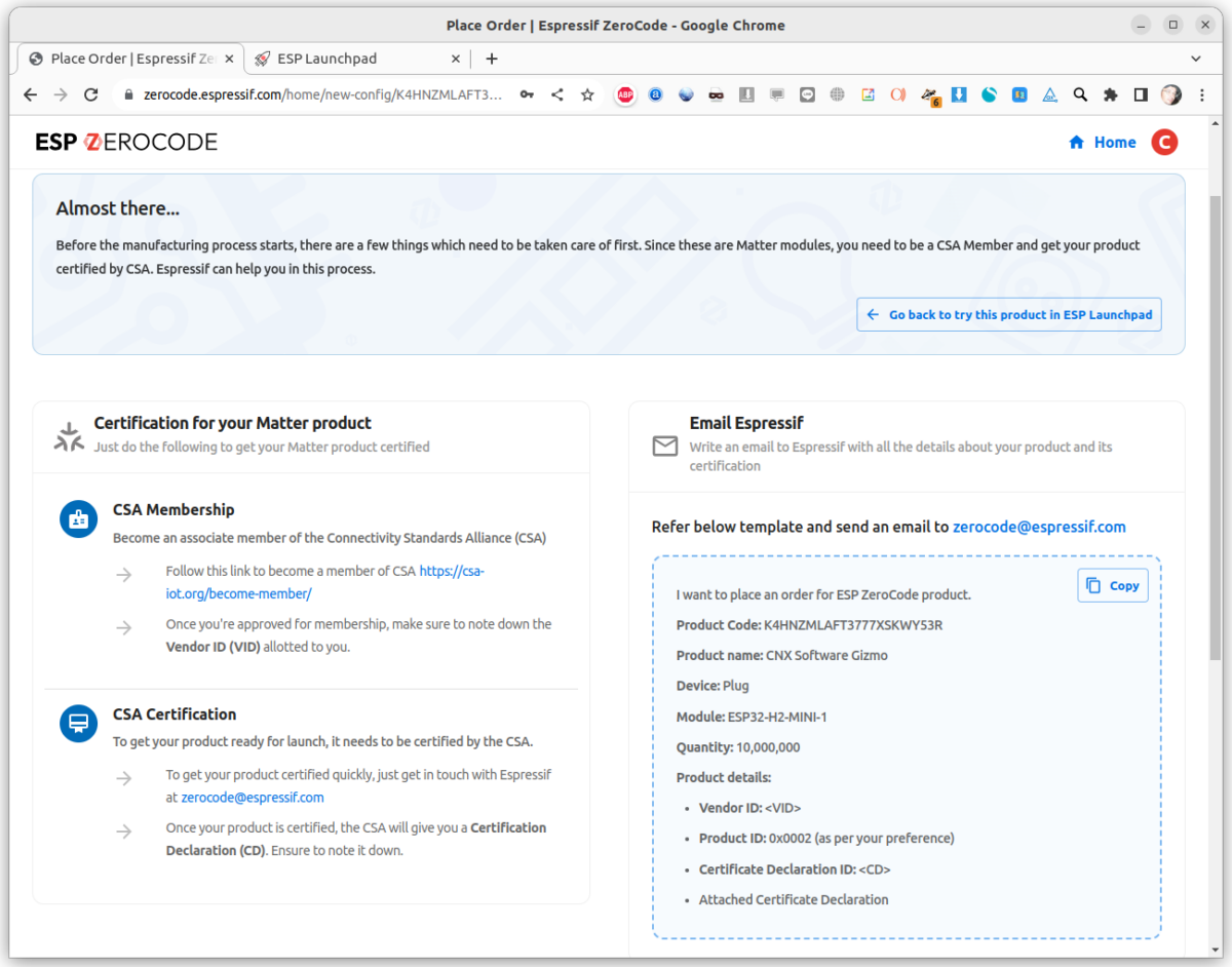 Esp Zerocode Web Application Creates Custom Matter Certifiable Firmware For Esp32 Targets Cnx